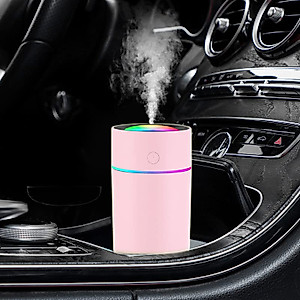 SPOLI Mini Humidifier for Bedroom,USB Portable Humidifier,320ml Water Tank,Suitable for Cars,Offices,Bedrooms, etc, 2 Mist Modes，Automatic Shut-Off，Nano Mist,Super Quiet. (Pink)