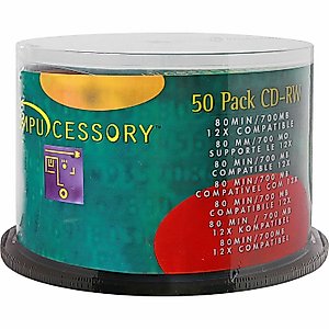 Compucessory 72102 CD-RW,Branded Surface,700MB/80 Minute Cap,12X Speed,50/PK