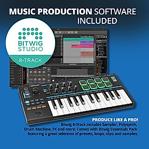 Nektar Impact LX Mini - USB MIDI Controller Keyboard with Nektar DAW Integration Black