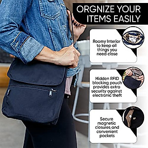 Nylon Crossbody Purse - Hidden RFID Pocket - Includes Lifetime Lost & Found ID