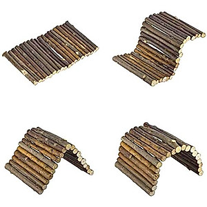 PINVNBY Wooden Bunny Ladder Bridge Rabbits Hideout, House, Tunnel,Rodents Chew Toys for Guinea Pig,Chinchillas,Hedgehogs,Ferrets,Rat and Small Animals-Extra Large(15.7 in X 24.8 in)