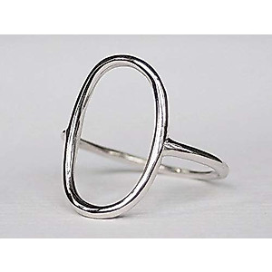 SOVATS Long Open Circle Ring for Women 925 Sterling Silver Rhodium Plated - Simple, Stylish &Trendy Nickel Free Ring, Size 7