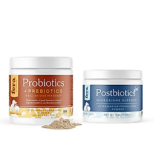 Fera Pets Probiotic & Postbiotic Bundle for Dogs & Cats – Organic Probiotics with 12 Strains, Prebiotics, Oregano, Thyme & Tynagen for Digestive and Immune Support – 60 Servings & 120 Servings