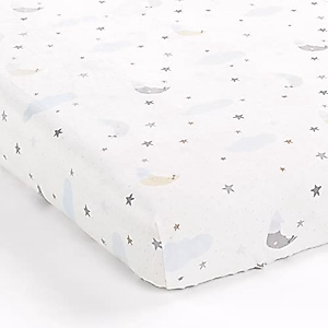 Lush Decor Goodnight Little Moon Soft & Plush Fitted Crib Sheet, 52"x 28" x 9", Blue