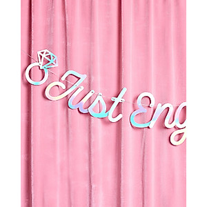 xo, Fetti Just Engaged Iridescent Foil Banner - 5 Ft. | Engagement Party Decoration, Diamond Ring Proposal Decor, Bachelorette Backdrop, Bride To Be Photobooth, Bridal Shower Supplies