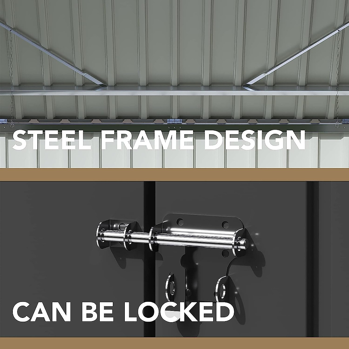 Devoko Outdoor Storage Shed 5.8 x 3.3 FT Metal Trash Shed Waterproof Outside Storage with Lid Chain Hydraulic Gas Rod for Trash Can Weeding Tools