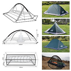 camppal 1 Person Tent Backpacking Camping Hiking Mountain Hunting Tent Lightweight and Waterproof for 4 Season Extreme Space Saving Single Bracket (Green-with skirt)