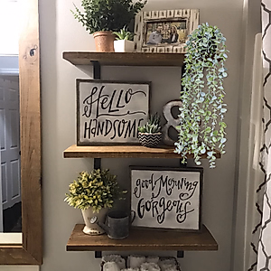 BACAMA Fake Hanging Plants Eucalyptus Potted Artificial Plant Small Faux Ivy Vines Decor for Floating Shelf Kitchen Bathroom Cabinets Indoor Outdoor Pack of 2 23.6 Inches Long