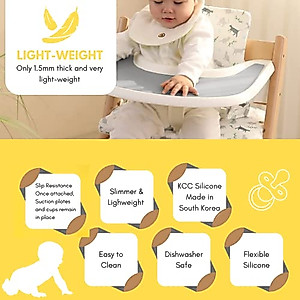 Gembebe Silicone Tray Placemat Compatible with Stokke Tripp Trapp High Chair Tray | Silicone Resistant High Chair Placemat | Lightweight | Dishwasher Safe| Easy to Clean (Light Grey)