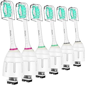 Ofashu Replacement Toothbrush Brush Heads for Philips Sonicare E Series Essence Elite Xtreme Advance CleanCare All Screw On Electric Toothbrush 7022/66, 6 Pack