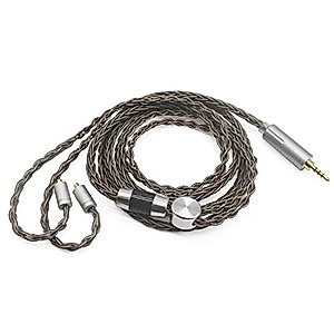 Youkamoo 2.5mm Balanced 8 Core Silver Plated Braided Earphone Replacement Upgrade Cable Silver Plated Wire Earphone Cable for SE215 SE425 UE900s TIN T2 T3 BGVP (MMCX)