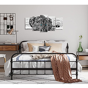 Black and White Animal Canvas Wall Art,Abstract Leopard Canvas Prints with Frame,Attractive Leopard Picture Decorative,Easy Hanging On,More Size Optional (16 (10"x16"x2+10"x20"x2+10"x24"x1)