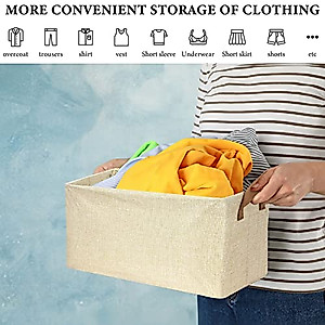 Tasmegol Clothes Steel Frame Storage Drawer Organizer Bins Foldable Closet Underwear Dresser Wardrobe Linen Fabric Cloth Box for Clothing Sock Bra Folded Pants Shirt（3 Sets Beige）
