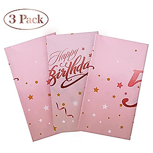 Happy 50th Birthday Tablecloth, 3 Pack 50 and Fabulous Rose Gold Plastic Table Cover for Rectangle Tables Women Fifty Birthday Party Decorations 54x108