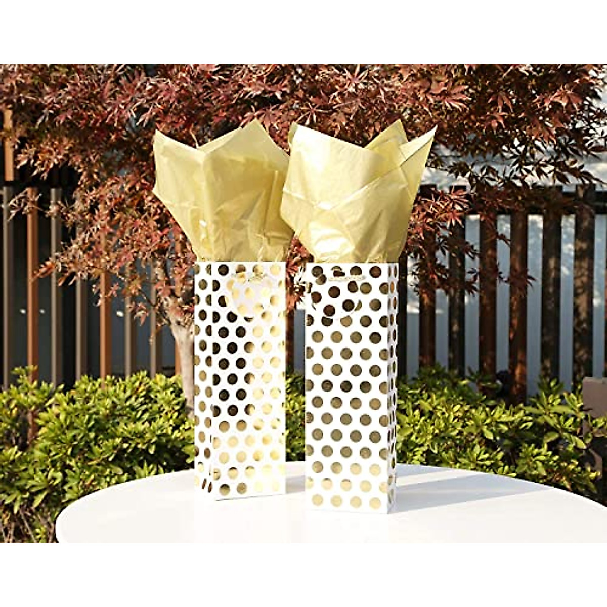 UNIQOOO 100 Sheets Metallic Gold Foil Gift Tissue Paper Bulk, Recyclable Durable for Gift Bags Box Gift Wrapping DIY Craft, Wedding Birthday Party Favor Decor, Shredded Filler, Pinata, 20X14in