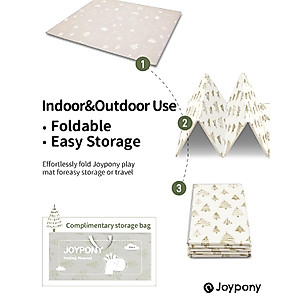 Joypony Foldable Baby Play Mat, 2 in 1 Fabric and XPE Surface Anti-Slip, 79x71x0.6 inch Extra Thick, Ideal for Infants Toddlers Kids Crawling, Non-Toxic, Waterproof Easy to Clean with Storage Bag