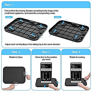 Appliance Slider, Two-Way Appliance Sliding Tray, Kitchen Caddy Countertop Appliance Sliders Coffee Tray with 4 Rolling Wheels for Coffee Maker, Toaster, Air Fryer, Pot, Aid Mixer, Up to 110lbs