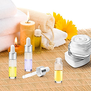 BOSMIOW 50 Pack Clear Glass Dropper Bottles 5ml(1/6oz) Empty Glass Vials Essential Oil Dropper Bottles Perfume Aromatherapy Cosmetic Liquid Sample Bottles With Glass Eye Dropper