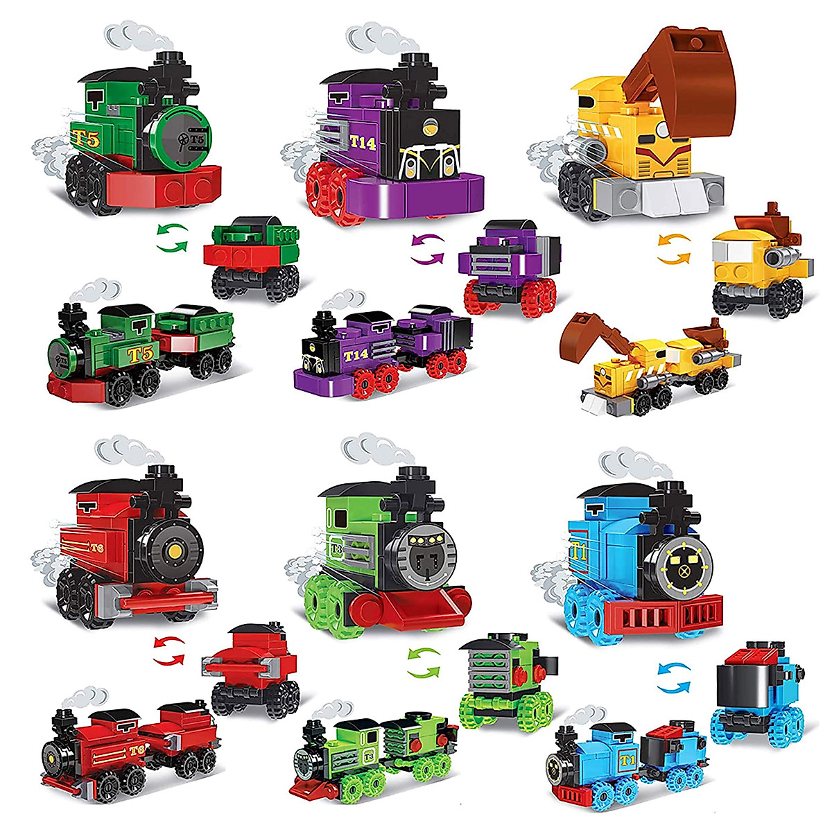 JOYIN Building Blocks Prefilled Hearts with Valentine Day Cards,Valentine Train Toys for Kids Party Favor, Classroom Exchange Prize Supplies, Valentine’s Gifts