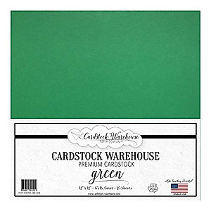 Green Cardstock Paper - 12 x 12 inch - 65 lb. - 25 Sheets 100% Recycled Cover from Cardstock Warehouse