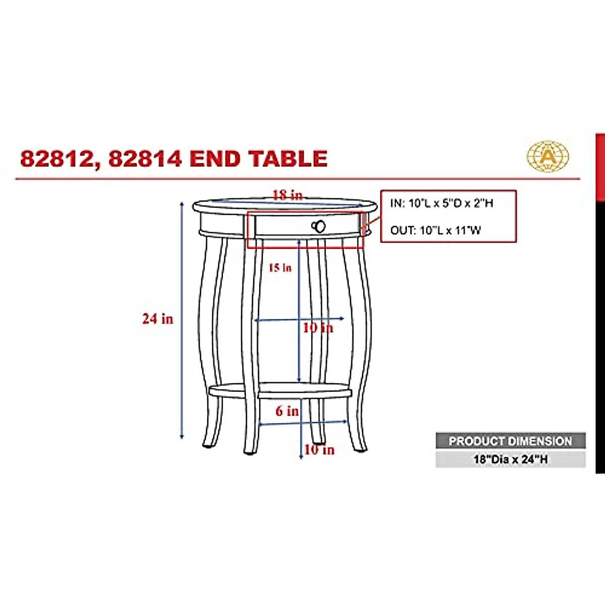 Farmhouse Side Table,Solid Wood Small End Table with Drawer Accent Table 2-Layer Sofa Table Bedside Table Home Decor for Living Room Bedroom Balcony Office Rustic Brown