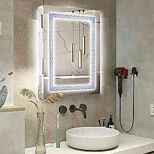 Janboe Illuminated Medicine Cabinet 24×28 Inch,Stainless Steel Medicine Cabinet with Light,Bathroom Mirror Cabinet,with Side Lighting and Side Mirror