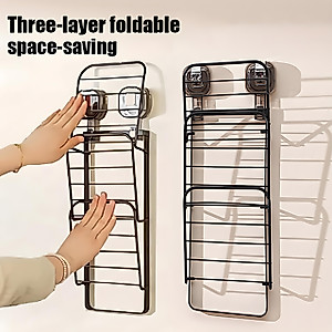 KINGFINGER Suction Cup Storage Organizer Rack, 1 Pack Bathroom Towel Rack, Wall-Mounted Shower Caddy Rack, Multi-Functional Foldable Holder Rack, Under Sink Organizer, Gift for Man and Woman