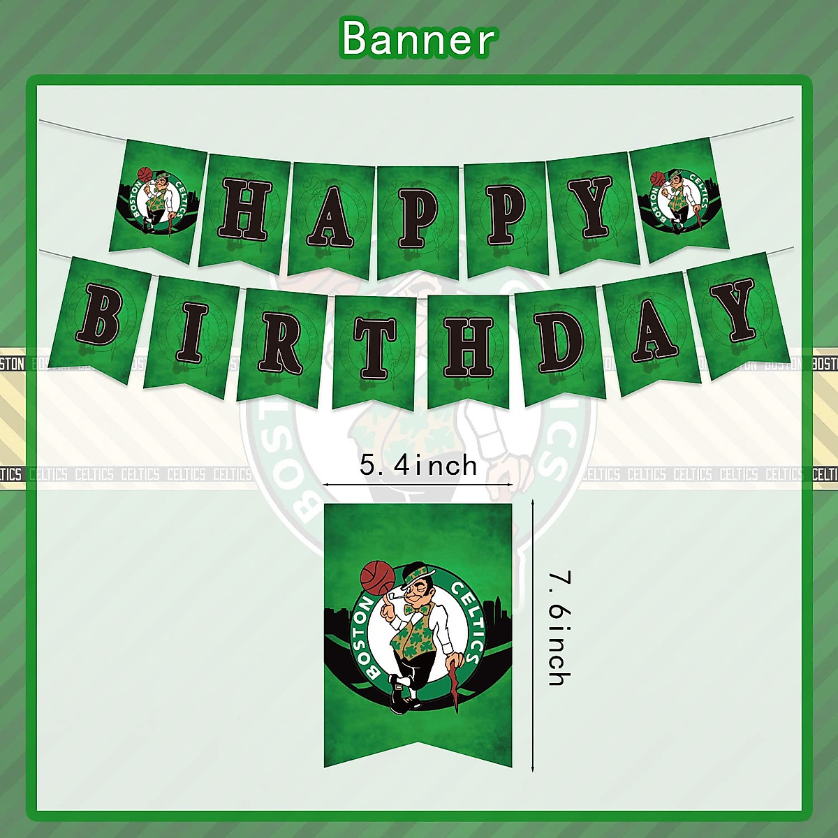 Boston Celtics Basketball Birthday Party Decorations Basketball Sports Birthday Party Favors Jayson Tatum Party Supplies includes Banner Balloons Cupcakes Cake Topper for Boys