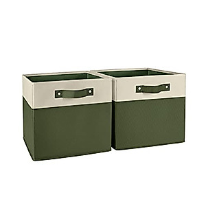 RiverRidge Kids 2pc 10.5in Two-Tone Folding Storage Bin Set - Olive