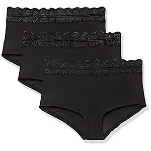 Calvin Klein Women's Micro with Lace Band Hipster Panty, Black 3 Pack, Medium