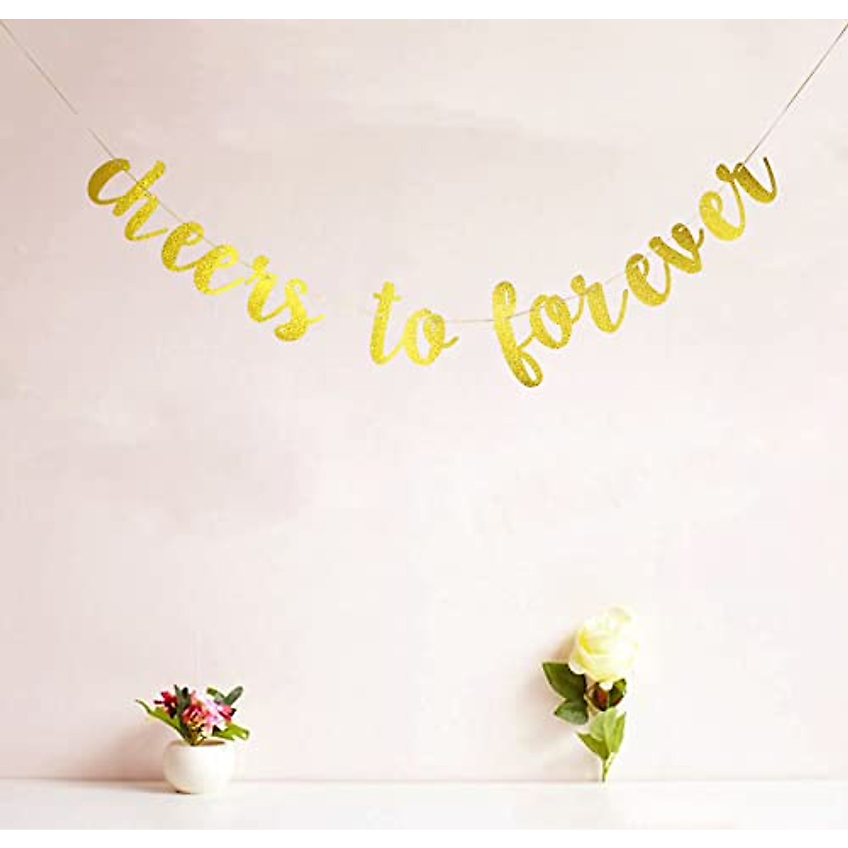 StarsGarden Cheers to Fovever Banner Hanging Garland -Perfect Decoration for Bridal Shower, Engagement, Bachelorette, Wedding Party(Gold)