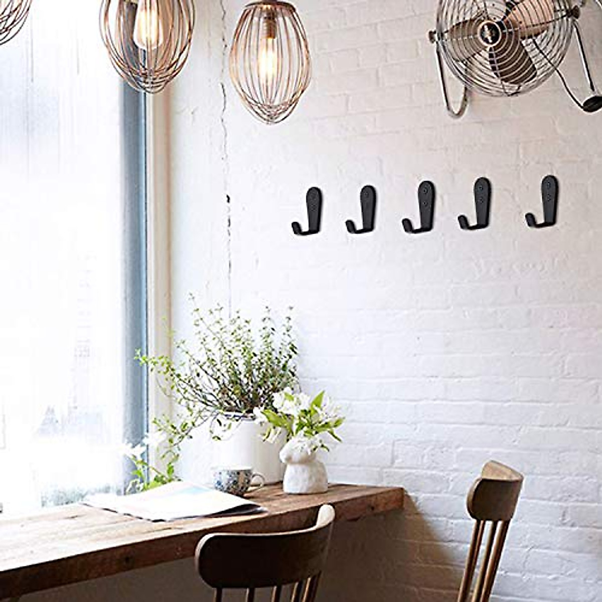 MANMILAI Wall Hooks 8 Pcs,Coat Hooks, Stainless Steel Hook, Garage, Luggage Key Hook, Bathroom Kitchen Dining Room,Heavy Duty, Indoor and Outdoor Hooks (Black)