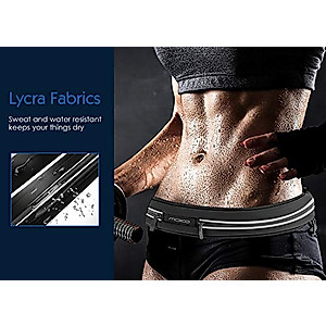 MoKo Sports Running Belt,Outdoor Dual Pouch Sweatproof Reflective Slim Waist Pack,Fitness Workout Belt Fanny Pack Compatible with iPhone 11/11 Pro Max/X/Xr/Xs Max/8/7, Galaxy Note 10/10 Plus, S20/S10