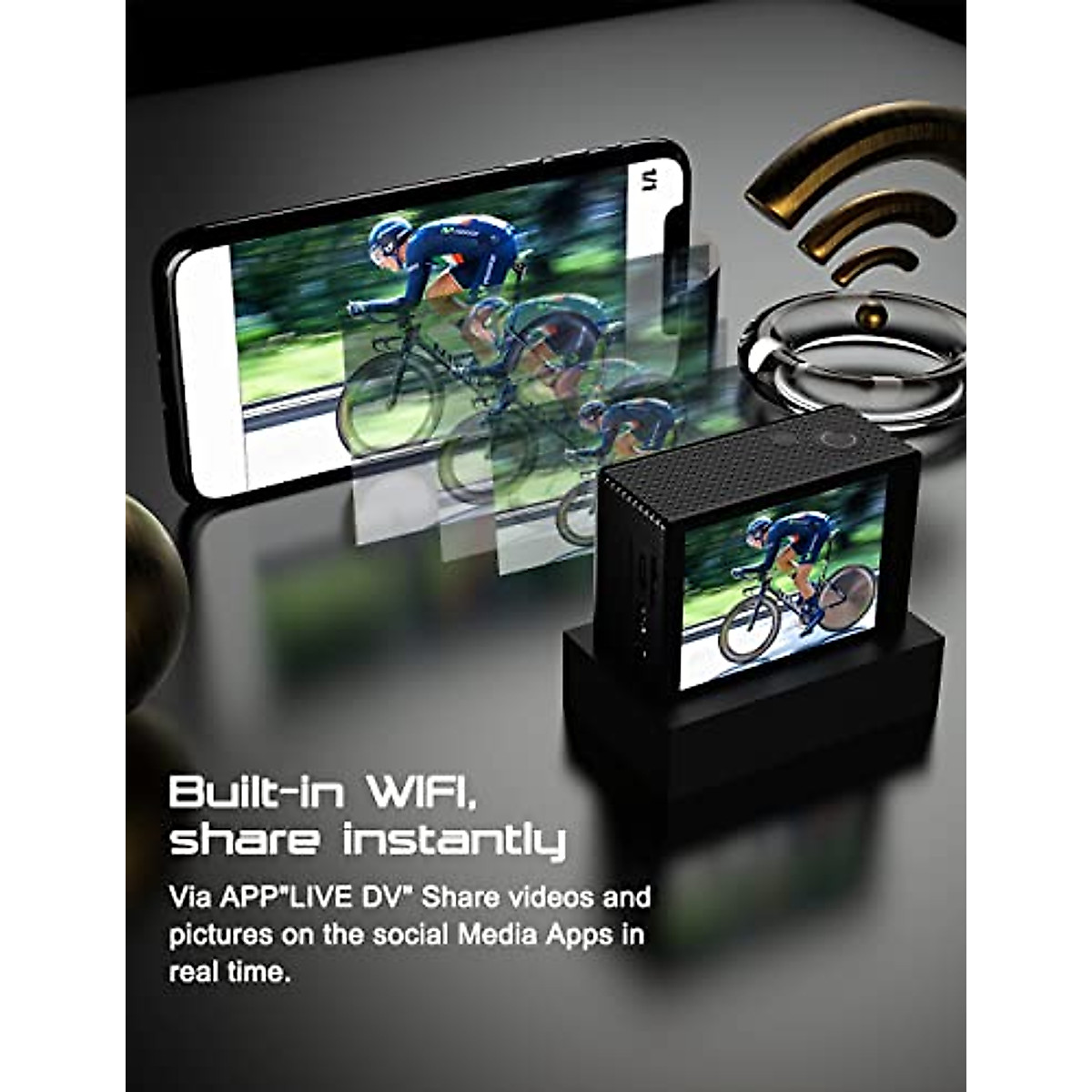 Apexcam 4K Action Camera EIS Stabilization 131FT Waterproof Underwater Camera WiFi Sport Camera Helmet Camera (Selfie Stick, Remote Control, 2 Batteries and Accessory Kit)