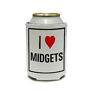 I Love Heart Midgets Can Cooler - Drink Insulator - Beverage Insulated Holder