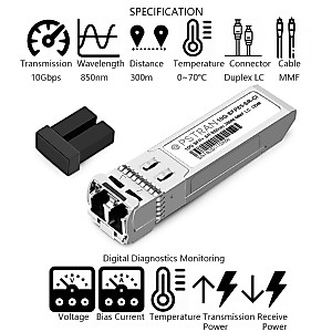 OPSTRAN 10GBASE-SR SFP+ Optical Transceiver Module Compatible with Intel E10GSFPSR 850nm 300m DDM Duplex LC MMF