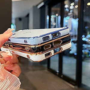 ZTOFERA Designed for Samsung Galaxy S21 Plus 5G Case,Cute Plating Edge Love Hearts Pattern with Camera Lens Protection Phone Cover for Girls Women,White