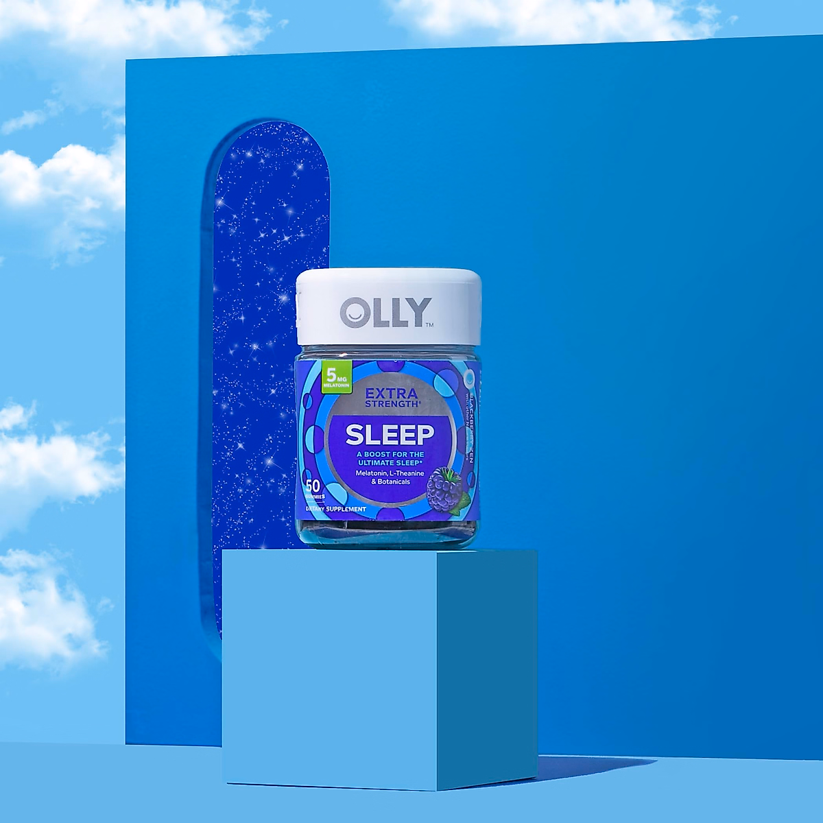 OLLY Extra Strength Sleep Gummy, Occasional Sleep Support, 5 mg Melatonin, L-Theanine, Chamomile, Lemon Balm, Sleep Aid, BlackBerry - 50 Count