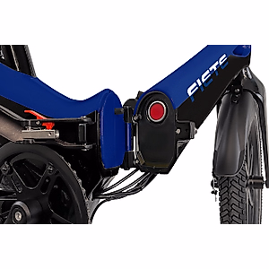 BLAUPUNKT FIETE 20 Inch Folding Electric Bike, Pedal and Throttle Assist, Foldable Step-Through Frame, UL Certified eBike for Adults, Blue/Black