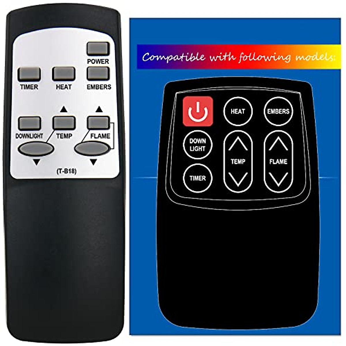 Compatible with Twin Star CHIMNEYFREE ClassicFlame Classic Flame Dura Flame Fireplace Stove Heater Infrared Remote Control 39EB500ARA 39EB500GRA 39EB500GRS (T-B18)
