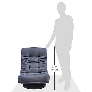 Amazon Basics Swivel Foam Lounge Chair - with Headrest, Adjustable, Denim, Blue, 26.3D x 23.5W x 13.7H in