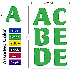 BAZIC Alphabet Numbers Stickers 6 Colors, 2" A to Z 0 to 9 Self-Adhesive Large Sticker for Laptop Cardstock Labeling (72/Pack), 1 Unit, Random Color