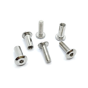 Screw Post Fit for 5/16 inch(8mm) Hole Dia, Male M6x20mm Female 18mm Hex Drive Binding Bolts for Leather Wood Furniture, Stainless Steel Silver 5 Sets