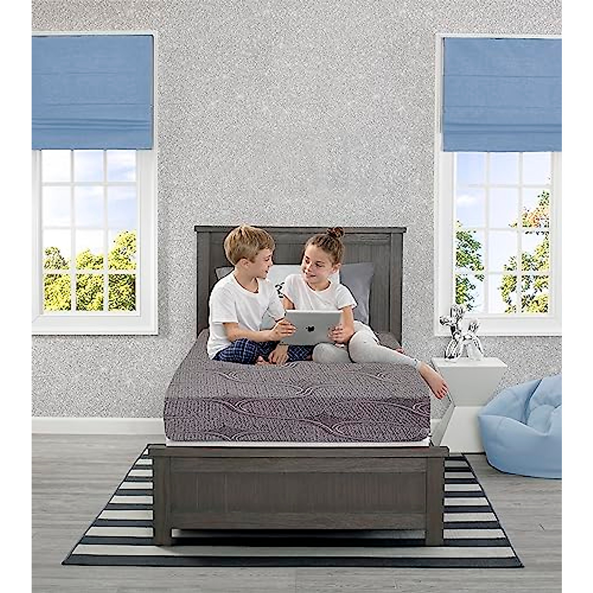 Delta Children Turbo Race Car Twin Bed, Pink Snooze 6 inch Memory Foam Twin Mattress (Bundle)