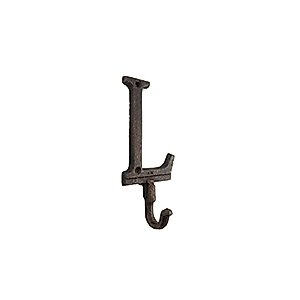 Handcrafted Nautical Decor Rustic Copper Cast Iron Letter L Alphabet Wall Hook 6"