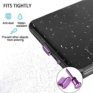 VIWIEU USB C Port Dust Cover Plug Cap 2 Metal Anti Dust Protectors for Smartphone MacBook Pro Air Laptop Charging Port with SIM Card Removal Pin Compatible with Samsung Galaxy S24 S23 S22 S21(Purple)