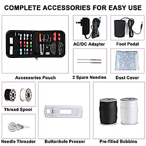 JUCVNB Mini Sewing Machine for Beginners and Kids, Sewing Machines with Reverse Sewing and 12 Built-in Stitches, Portable Sewing Machine with 27 Pieces Accessory Kit Included 2 Speed with Foot Pedal