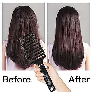 Detangling Brush&Boar Bristles Hair Brush Make Hair Shiny & Healthier,Curved and Vented Detangler Brush for Women Men Kids,Dry and Wet brush