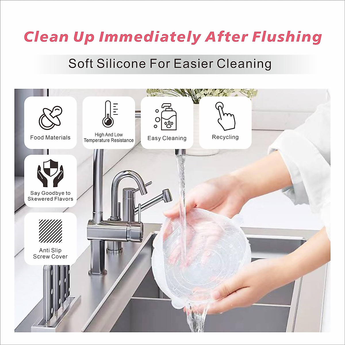 SXunacou 14 piece set circular square silicone dustproof and fresh-keeping cover, kitchen and household stretchable refrigerator microwave sealing and fresh-keeping film (white)