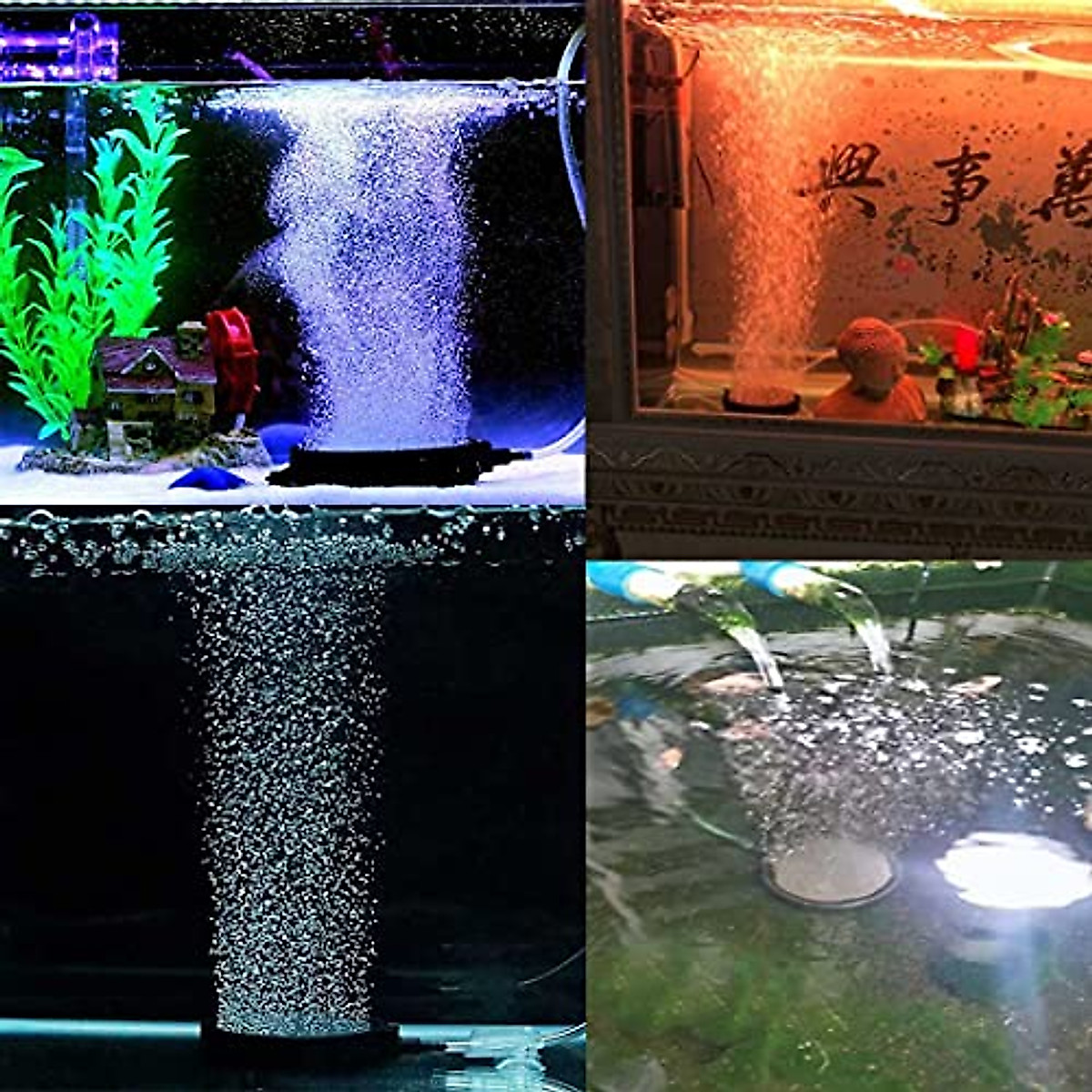 kathson 4.2-Inch Air Stone Disc Bubble Diffuser 8 PCS with Suction Cups Fish Tank Air Pump Round Dissolved Oxygen Airstone Decoration for Hydroponics Pond Aquarium Aquaponics